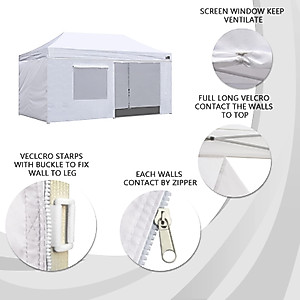 Eurmax USA Zippered Walls for 10 x 20 Easy Pop Up Canopy Tent, Full Enclosure Sidewall Kit with Roller Up Mesh Window and Door 4 Walls ONLY,NOT Including Frame and Top(Orange)