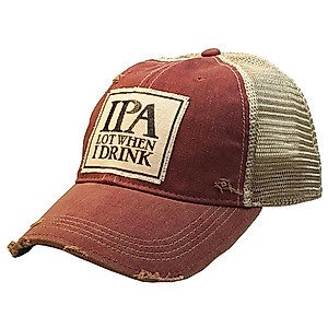 VINTAGE LIFE Distressed Baseball Caps Funny Trucker Hats with Sayings, Unisex (IPA Lot (Dark red))