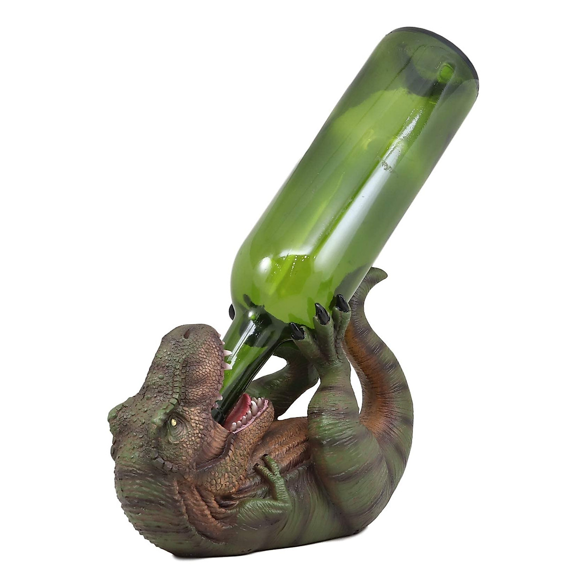 Ebros Dino Wino Prehistoric Dinosaur Thirsty T-Rex Wine Bottle Holder 9.25" Long Caddy Figurine Jurassic Era Trex Statue Kitchen and Dining Decor Party Hosting Prop Tyrannosaurus Rex Dinosaurs