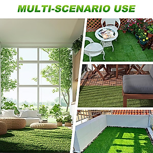 Artificial Grass Tiles Interlocking Turf Squares Deck 9 Pack -12"x12" Indoor Outdoor Faux Grass Rug with Drainage Holes-Fake Grass Tiles Self-draining for Garden Lawn Landscape Balcony Decoration
