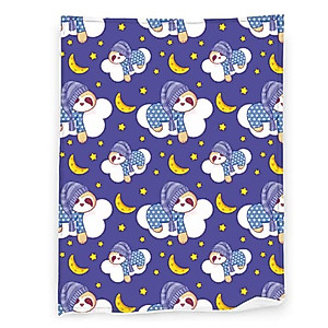 Sloth Throw Blanket- Warm Fuzzy Cozy Sloth Fleece Blanket Soft Lightweight Sloth Blanket for Office Travel Camping Sloth Gift for Women Men Kids…