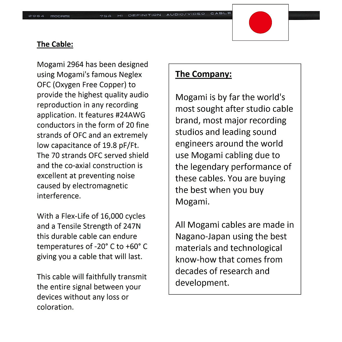 WORLDS BEST CABLES 2.5 Foot – High-Definition Audio Interconnect Cable Pair CUSTOM MADE using Mogami 2964 wire and Amphenol ACPL Black Chrome Body, Gold Plated RCA Connectors
