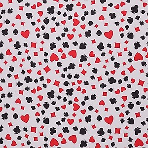 Mook Fabrics Cotton Casino Card Suits, White Cut by The yard