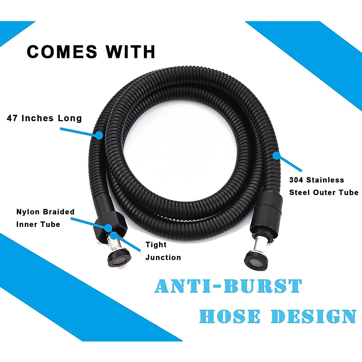 Handheld Bidet Sprayer for Toilet, Stainless Steel Jet Spray Kit for Baby Diaper Cloth and Feminine Wash, Adjustable Water Pressure Control, Easy to Install, Black, BELLEARLY