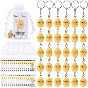 Kigley Positive Inspirational Potato Keychain Employee Appreciation Gift Mini Potato Card Organza Bag Christmas Gifts for Team Coworkers Stocking Stuffers for Students(30 Sets,Potato)