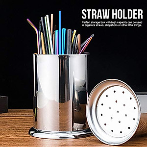 Coffee Stirrers Holder, High Capacity Kitchen Storage Holder Draining Hole Design Safe Cutlery Storage Box Space Saving for Straw Spoon Fork(S)