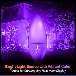 6 Pack BlueX LED Candle Purple Light Bulb - 4W (40Watt Equivalent) - E12 Base Purple LED Purple Bulb, Party Decoration, Porch, Home Lighting, Holiday Lighting, Chandelier Light Bulbs, Candelabra Bulbs