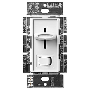 Lutron Skylark 1.5 Amp Single-Pole 3-Speed Slide-to-Off Fan and Light Control, SFSQ-LFH-WH, White