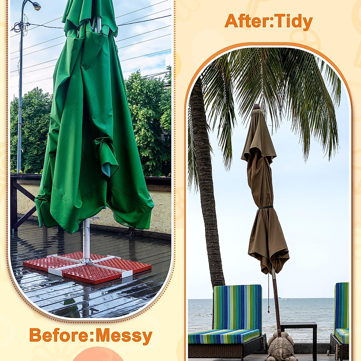 Woanger 12 Pcs Umbrella Strap for Parasol Patio Umbrella Bungee Strap with Ball for Multipurpose(Black)