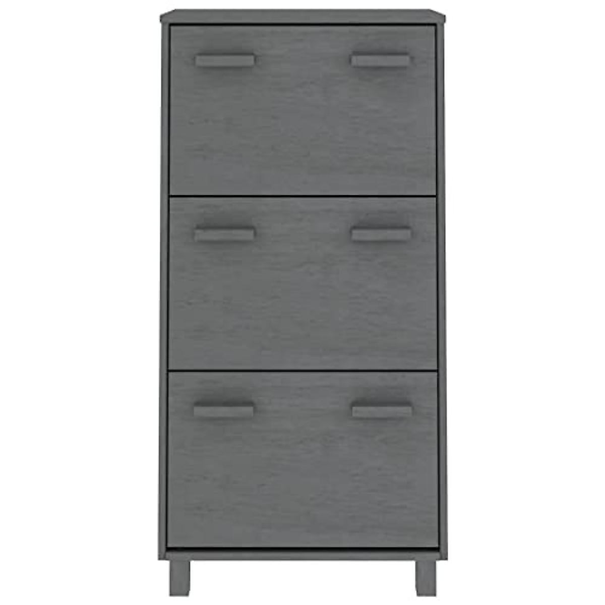 FAMIROSA 3 Flip Drawers Shoe Cabinet Solid Wood Pine, Wooden Freestanding Shoe Rack, Shoe Storage Cabinet for Entryway, Living Room, and Corridor 23.4"x13.8"x46.1" Dark Gray,Weight - 45.76 lbs