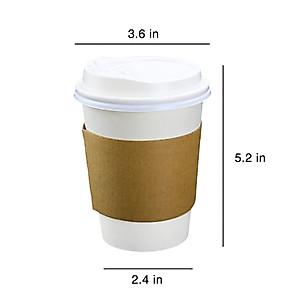Disposable Coffee Cups with Lids, 12 oz 20 pcs White Paper Coffee Cups with Lids Drinking Cup for Water, Coffee or Tea