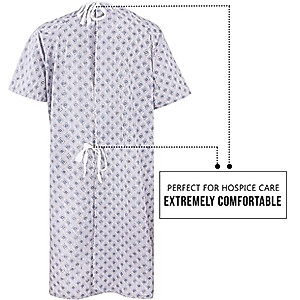 Utopia Care 6 Pack Cotton Blend Unisex Hospital Gown, Back Tie, 45" Long & 61" Wide, Patient Gowns Comfortably Fits Sizes up to 2XL