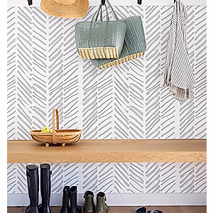 Guvana Line Peel and Stick Wallpaper Gray and White 17.7"x118" Self Adhesive DIY Removable Stripe Contact Paper Decorative for Livingroom Bedroom Wall Covering