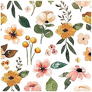 HAOKHOME Vintage Peel and Stick Floral Wallpaper Fall Decor Removable Black/Oliva/Brown Vinyl Self Adhesive Mural 17.7in x 9.8ft