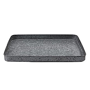 Rectangular Galvanized Metal Tray Vintage Bathroom Storage Home Decorative Centerpiece Table,Farmhouse Look Rustic Accessories