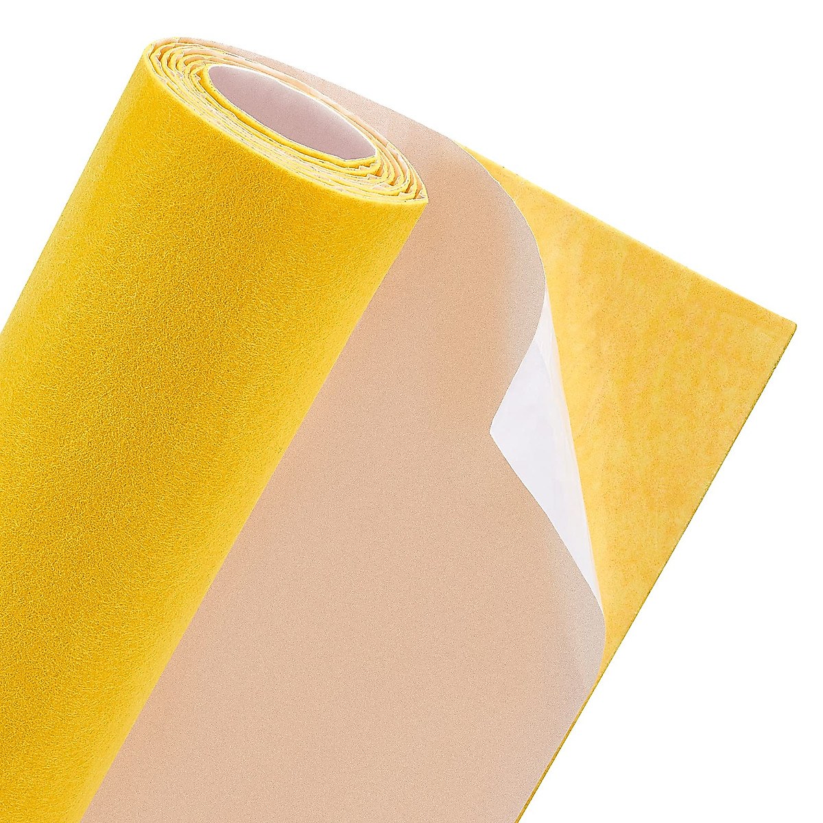 BENECREAT 15.7x78.7" Self-Adhesive Felt Fabric Yellow Shelf Liner for Festival Decor Cup Mat Making and Jewelry Box Decoration, 1mm Thick