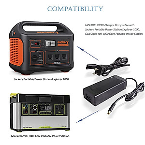 FANLIDE Portable Power Station Charger, 200W Power Supply Adapter Charger for Portable Generator, AC to DC Charger Compatible with Jackery Portable Power Station Explorer 1000