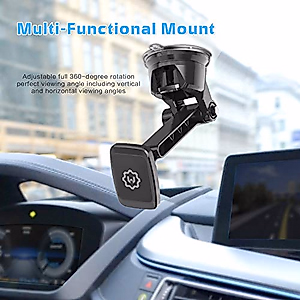 WixGear Dashboard Mount, Universal Magnetic Phone Holder for Car, Windshield Mount and Dashboard Mount Holder for Cell Phones and Tablets with Long Adjustable Arm – (New Rectangle Head)