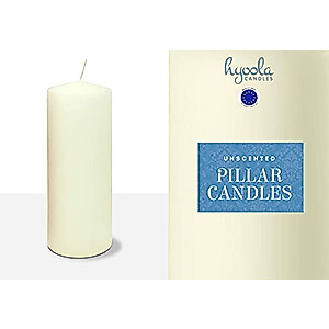 Hyoola Ivory Pillar Candles 3x8 Inch - Unscented Pillar Candles - 6-Pack - European Made