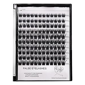Bodermincer 120 Clusters 8-10-12-14mm Mixed/10-12-14-16mm Mixed Wide Cluster False Eyelash Individual Cluster EyeLashes Grafting Fake False Eyelashes Eyelash Extension (Black 8-10-12-14mm Mixed)