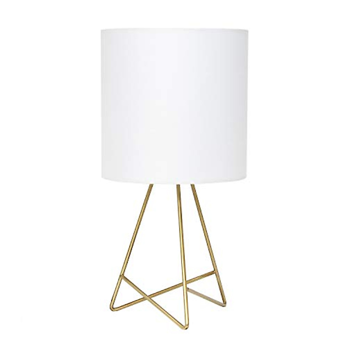 Simple Designs LT2066-GDW 13.5" Down to the Wire Metal Table Lamp with Fabric Shade, Gold with White Shade