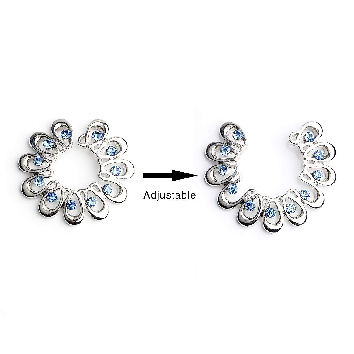 CrazyPiercing 1Pair Surgical Steel Blue Faux Crysta Tribal Floral Clip on Non-Pierce Fake Nipple Ring (Blue)