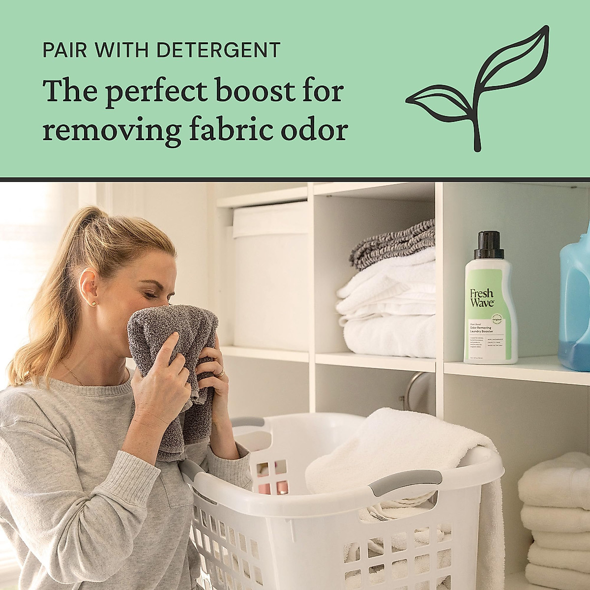 Fresh Wave Odor Removing Laundry Booster, 24 fl. Oz. | Laundry Scent Booster | Safer Odor Relief | Natural Plant-Based Odor Eliminator | Pet Bedding, Activewear, Blankets, Clothes & Fabrics