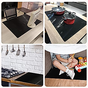 Glass Stove Top Cover Cooktop Protector for Electric Stove, 36 x 24 Inch Waterproof Heat Resistant Mat for Kitchen Counter Stovetop, Washer Dryer, Ceramic Stove, Flat Top Stove (Black)