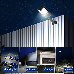 RKLAMPTECH Solar Street Lights Dusk to Dawn Solar Parking Lot Lights with Motion Sensor Remote Control, Commercial Solar Lights for Outside, Backyard, Garage, Farm, Garden - 2 Pack - 400W