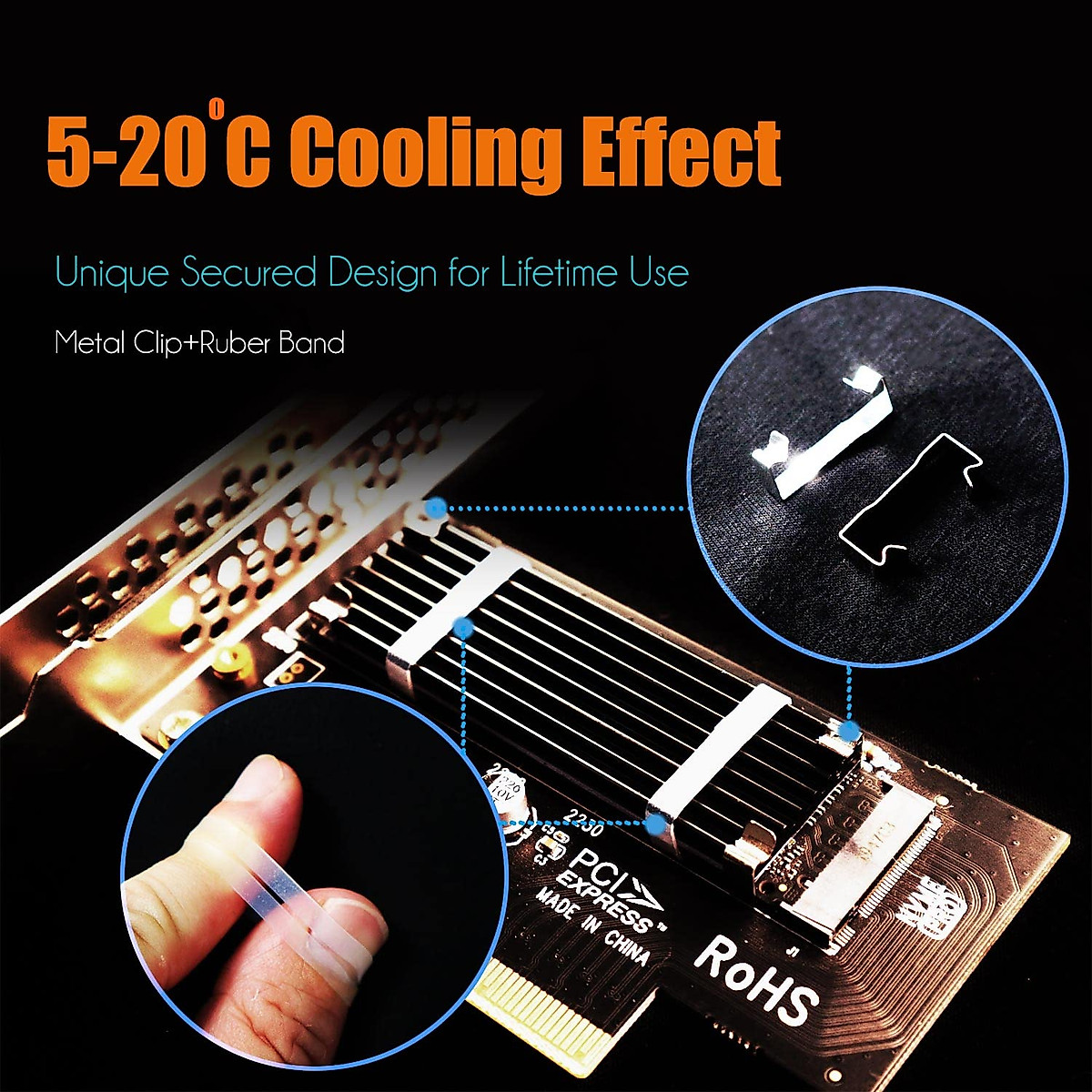 GLOTRENDS PA09-HS M.2 NVMe to PCIe 4.0 X4 Adapter with M.2 Heatsink(22x70x3mm) for M.2 NVMe SSD