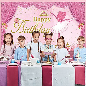 Tatuo Ballerina Birthday Party Decorations Photography Backdrops Ballet Girls Backdrop Supplies Dance for Baby Shower Supplies, Pink, 60x32 inches