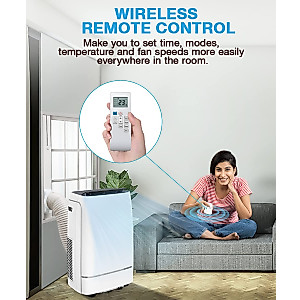 Joy Pebble Portable Air Conditioner, 12000 BTU for Room up to 550 sq. ft, Dehumidifier & Fan, Portable AC with 3 Fan Speeds, Automatic Louver Sweep,24H Timer, Remote Control, ECO