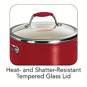 Tramontina Deluxe Covered Stock Pot, Ceramic 6-Quart, Metallic Red, 80110/065DS