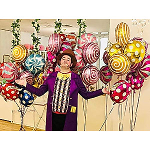 Sweet Candy Balloon Set Candies Theme Swirl Helium Mylar Foil Balloons Party Birthday Decor Supplies Round Daughters 12 Pcs Christmas