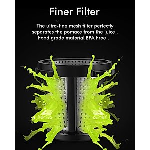 Slow Masticating Juicer Machines, SiFENE Cold Press Juicer for Fruit & Vegetable, 90% Juice Yield Maker Extractor with Soft/Hard Modes, Quiet Motor & Anti-Clog System, Easy to Clean