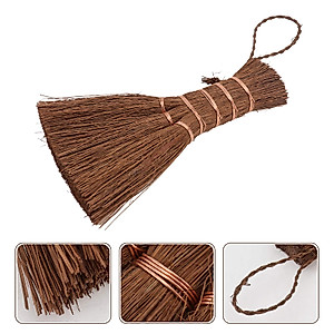 YARDWE Mini Palm Broom Natural Whisk Sweeping Hand Handle Broom Small Tea Ceremony Broom Desk Cleaning Brush for Dining Room Tables Countertop Brown 1