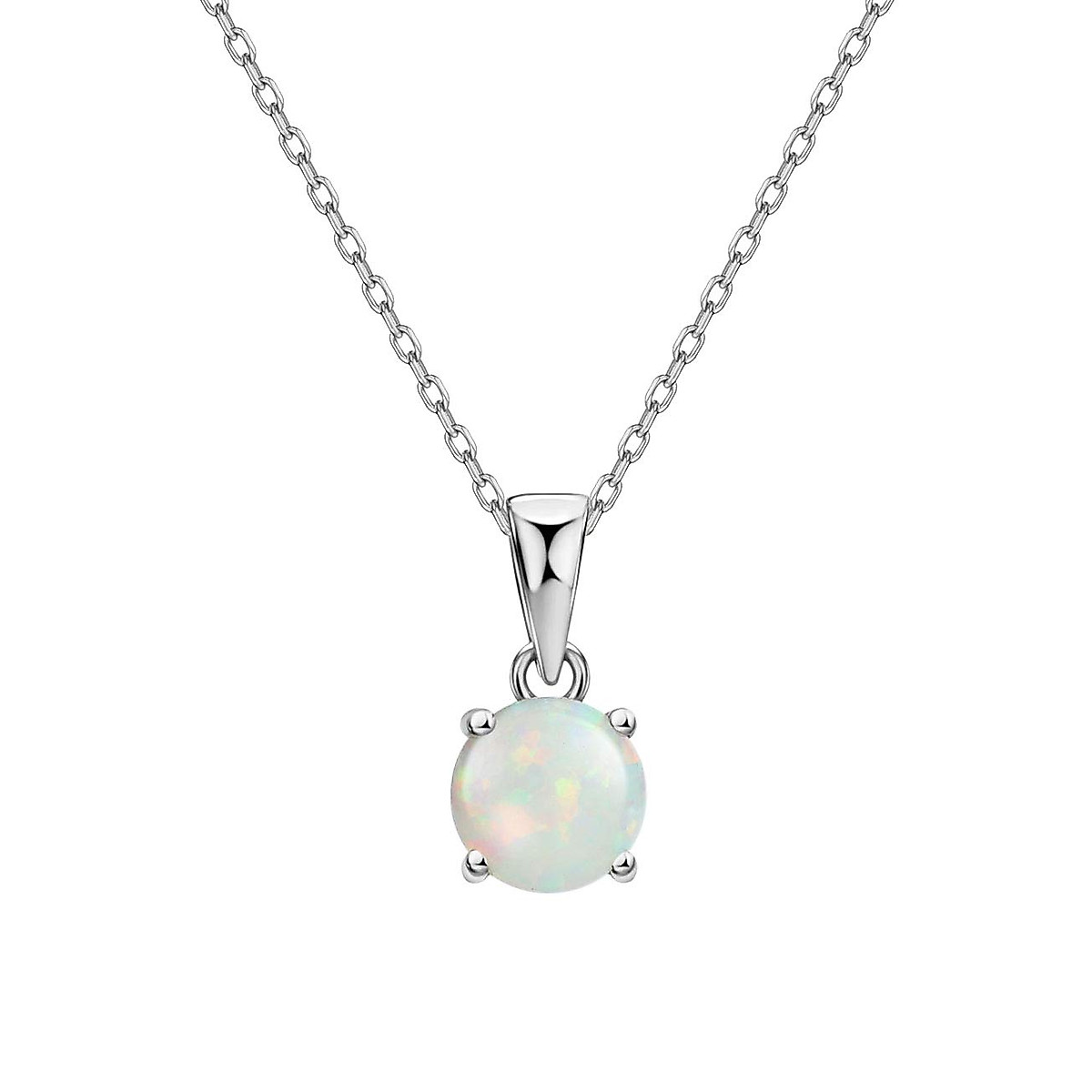 Michooyel Opal Pendant Necklace Sterling Silver 4 Prongs Setting Solitaire Fine Jewelry for Women