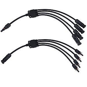 ZOOKOTO Solar Connector Y Branch 1 to 4 5-Way Connector Adapter Splitter Combiner Parallel Adapter Cable Wire Plug Tool Kit for Solar Panel 1 Pair（M/FFFF and F/MMMM）