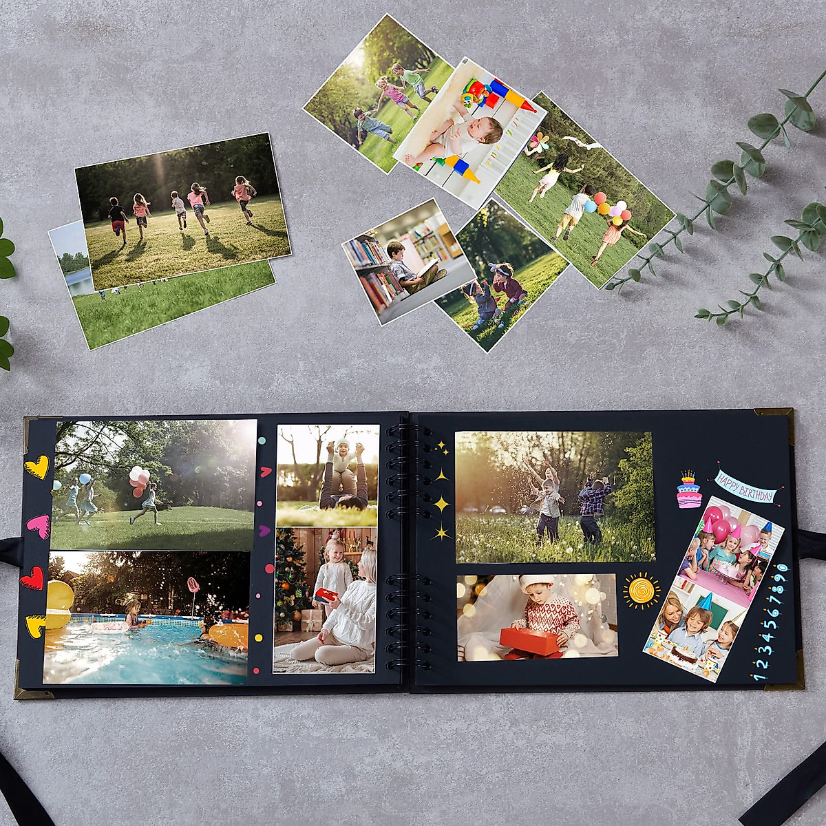 Scrapbook Album, 11.4x8.5 Inch Photo Album Book with 40 Double Sided Black Thickened Kraft Paper and Metal Corner Protector, Woisut DIY Scrapbook for Anniversary Wedding Family Baby Shower Graduation