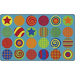 Flagship Carpets Patterned Circles Colorful Multicolor Seating Carpet for a Gathering Place, Children's Classroom Rug or Kids Educational Area, 7'6" x 12', Seats 24, Rectangle
