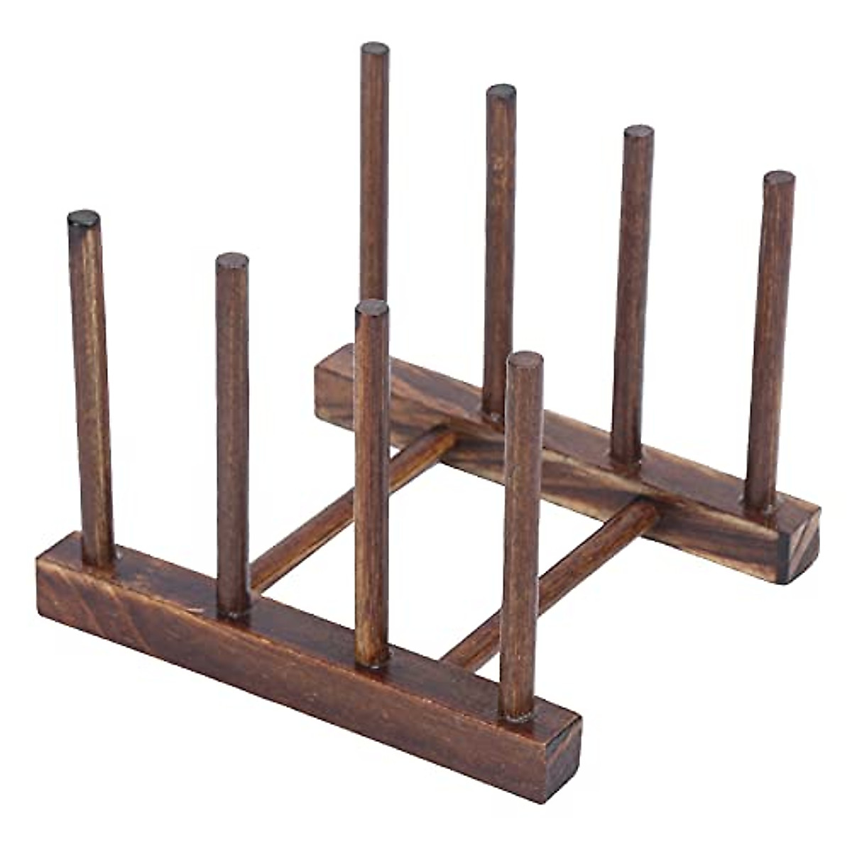 Wooden Dish Plates Holder Wood Dish Rack 4/6 Column for Dish Plate Bowl Cup Home Storage Cabinet(4.9 x 5.5 x 4.1in)