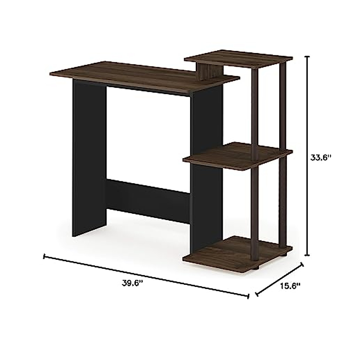 Furinno Efficient Home Laptop Notebook Computer Desk with Square Shelves, Columbia Walnut/Brown