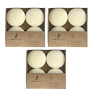 Mega Candles - Unscented 3" Floating Disc Candles - Ivory, Set of 12