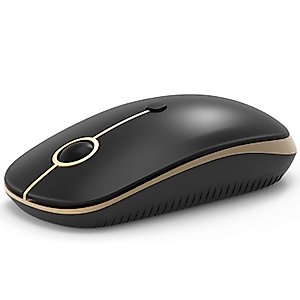 TechGarden Wireless Bluetooth Mouse, Dual Mode (Bluetooth 4.0 + USB) Silent Bluetooth Wireless Mouse with USB Nano Receiver, 3 DPI Levels for MacBook, Laptop, PC, Tablet - Black & Gold