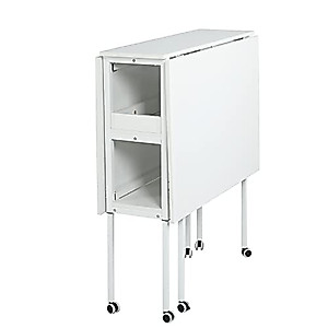 MELLCOM Height Adjustable Craft Table with Storage Shelves, Mobile Folding Cutting Table for Large Fabric, Foldable Table for Home Office Sewing Room Craft Room