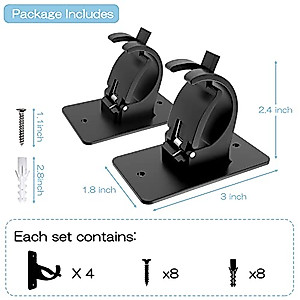 AMZONHOME 4 Pieces Self Adhesive Curtain Rod Bracket, Universal Plastic Holders, No Drill Brackets Hooks for Bathroom, Bedroom, Livingroom, Kitchen (Black)