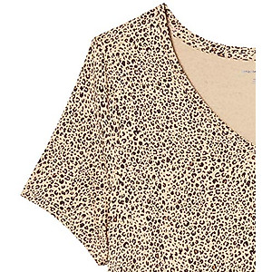 Amazon Essentials Women's Relaxed-Fit Short-Sleeve V-Neck Tunic (Available in Plus Size), Leopard, 3X