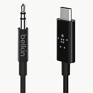Belkin Rockstar Usb-C to Aux Cable (Usb-C to 3.5mm Audio Cable, Usb-C to Audio Cable) for Note10, Pixel3, iPad Pro and More (3ft, Black), F7U079bt03-BLK