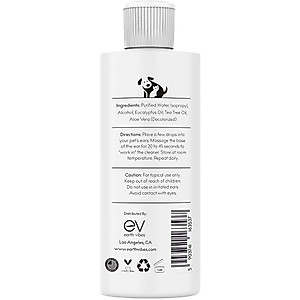 Earth Vibes Dog & Cat Ear Cleaner – Pet Cat Ear Cleaner - Advanced Natural Solution Treatment for Itching, Head Shaking, Discharge & Smelly Ears - Made in The USA