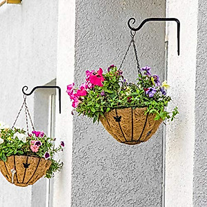 onepeng Plant Hanger Indoor/Outdoor 6 inch Metal Wall Plant Hook Decorative Plant Hanger for Bird Feeders, Planters, Lanterns, Wind Chimes, Home Decor(2Pack,Black)